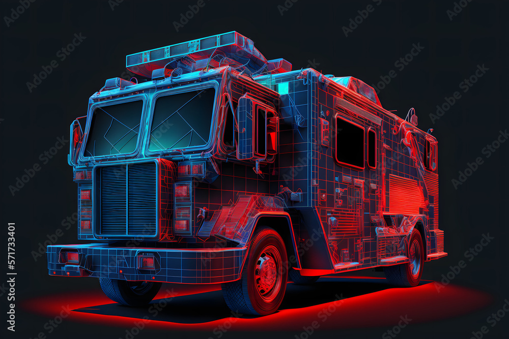 Hologram fire truck created with generative AI technology Stock ...