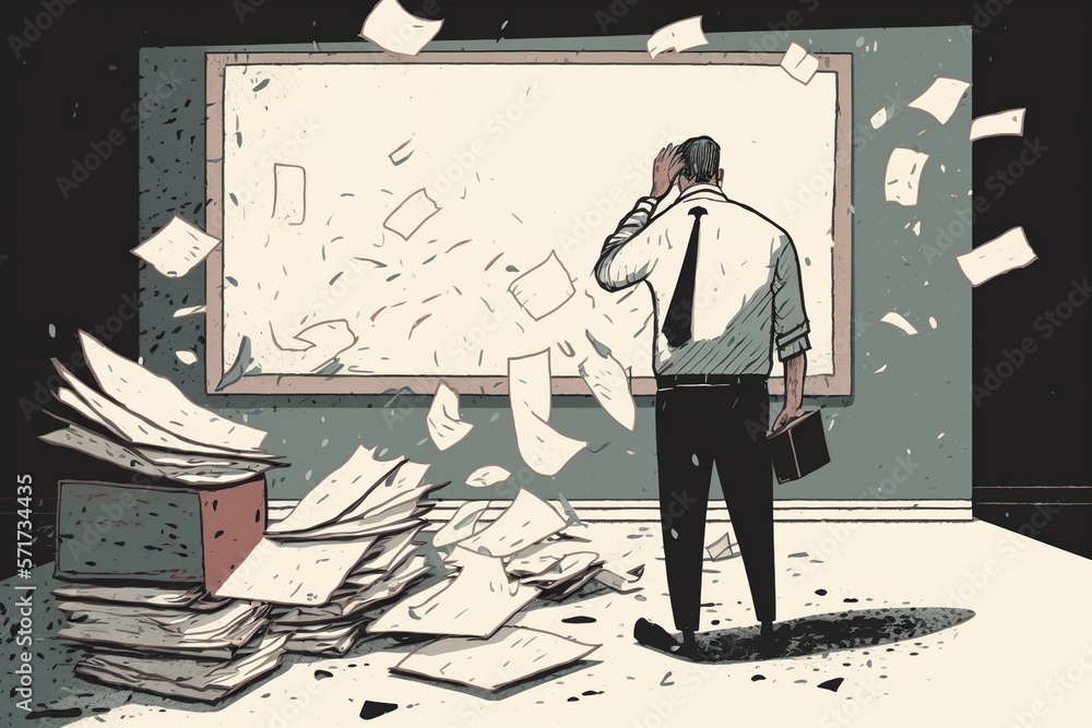 Overwhelmed Teacher Cartoon