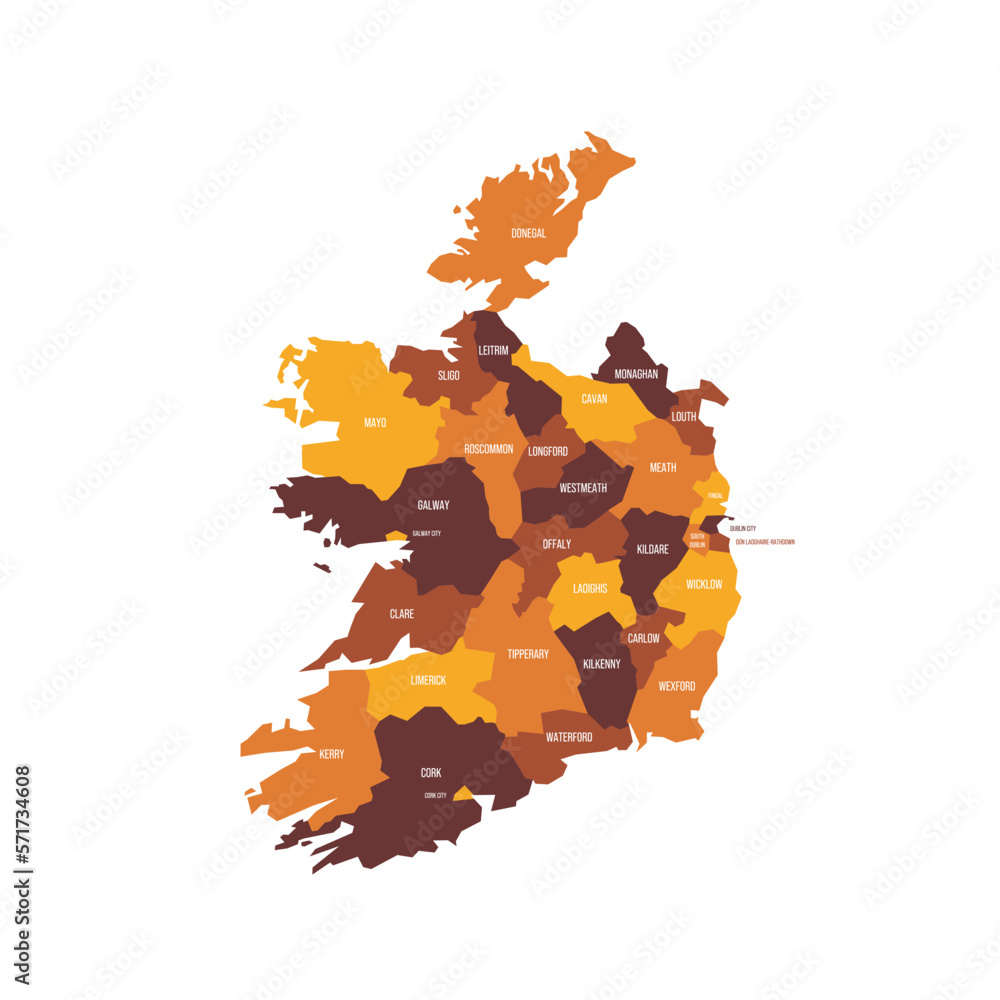 Ireland political map of administrative divisions - counties and cities ...