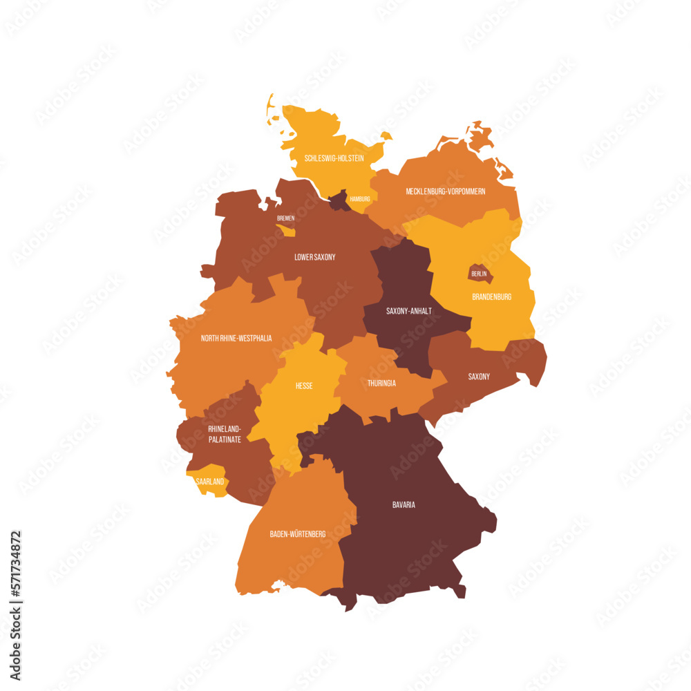 Germany political map of administrative divisions - federal states ...