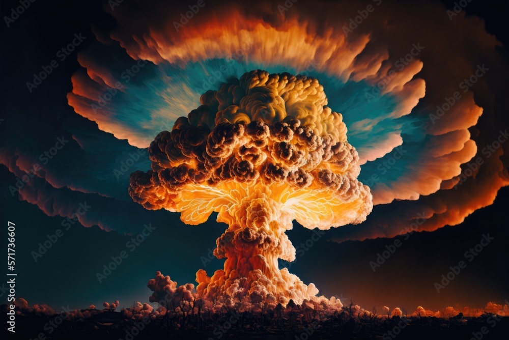 A massive atomic bomb explosion in an end-of-the-world war. AI ...