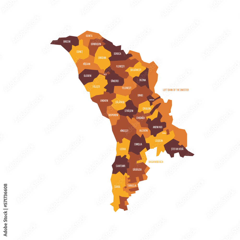 Moldova political map of administrative divisions - districts ... Moldova political map of administrative divisions - districts ...