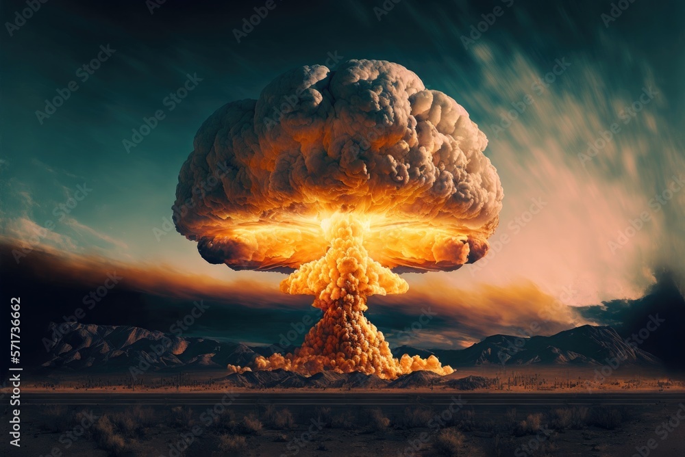 A massive atomic bomb explosion in an end-of-the-world war. AI ...