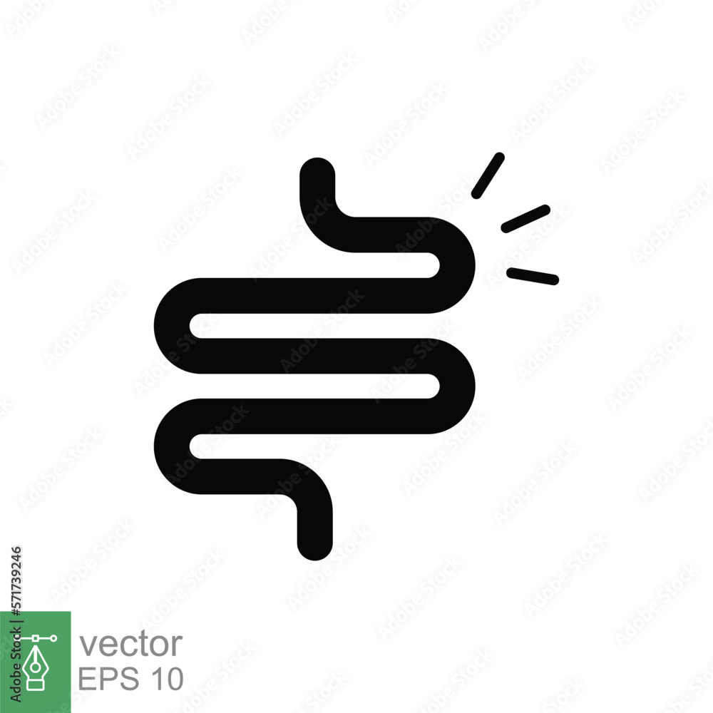 Intestine glyph icon. Simple solid style. Bowel, healthy stomach, gut ...