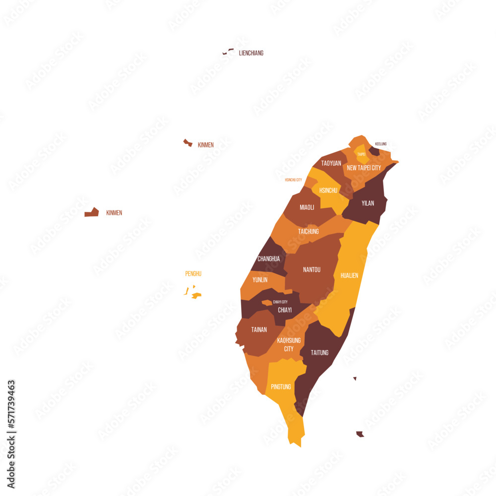 Taiwan political map of administrative divisions - provinces and ...