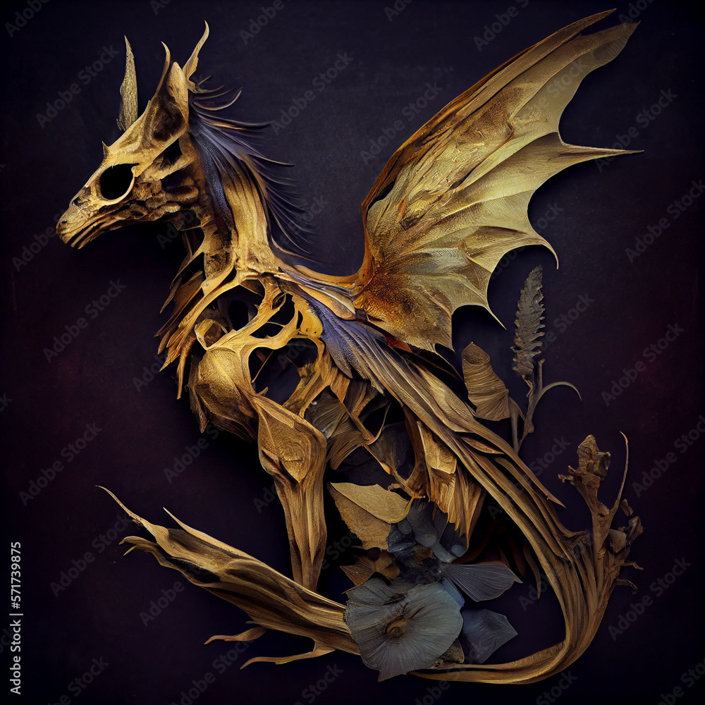 desiccated dragon corpse (generative ai content) Stock Illustration ...