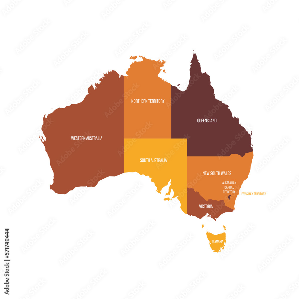 Australia political map of administrative divisions - states and ...