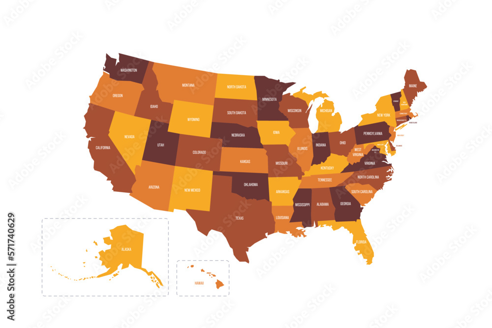 United States of America political map of administrative divisions ...