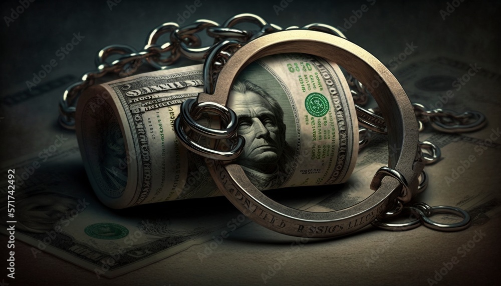 Handcuffs next to money, handcuffs with dollar bills Stock Illustration ...