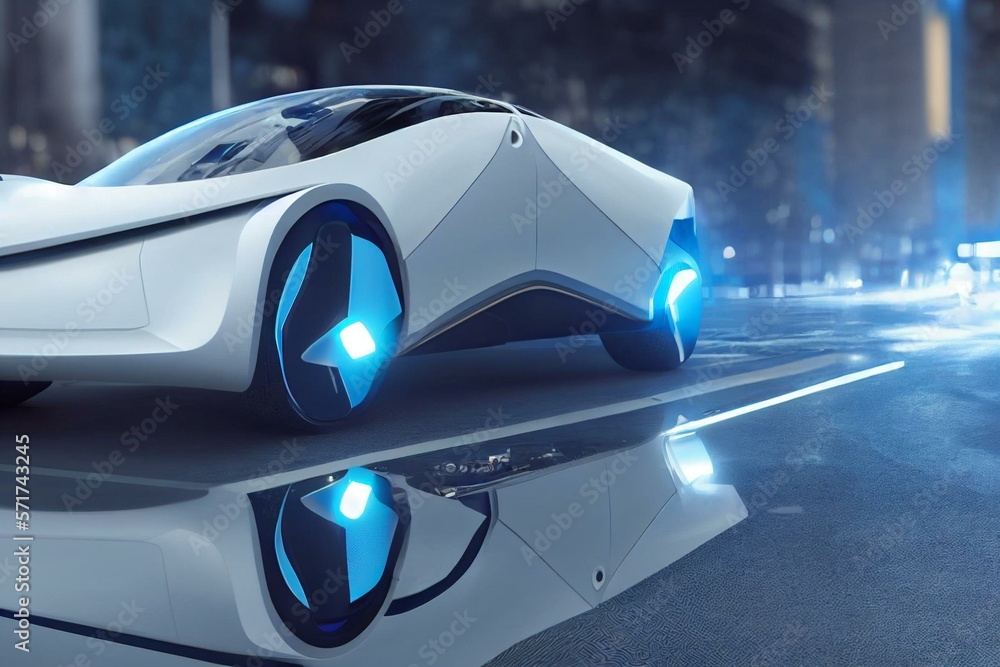 EV car in futuristic vehicle concept. Electric car charging station and ...