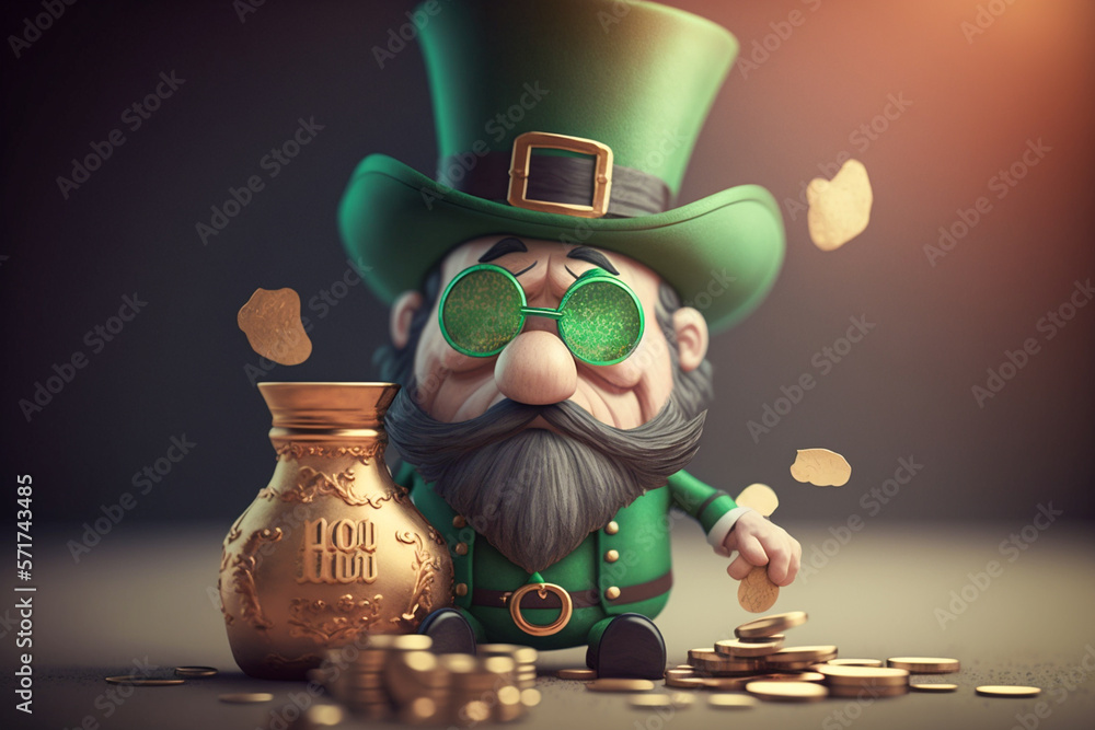 St. Patrick's day cartoon background, generative ai Stock Illustration ...