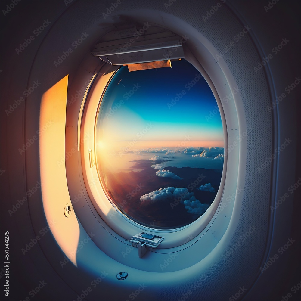 Airplane Window Porthole. Generative AI Stock Illustration | Adobe Stock