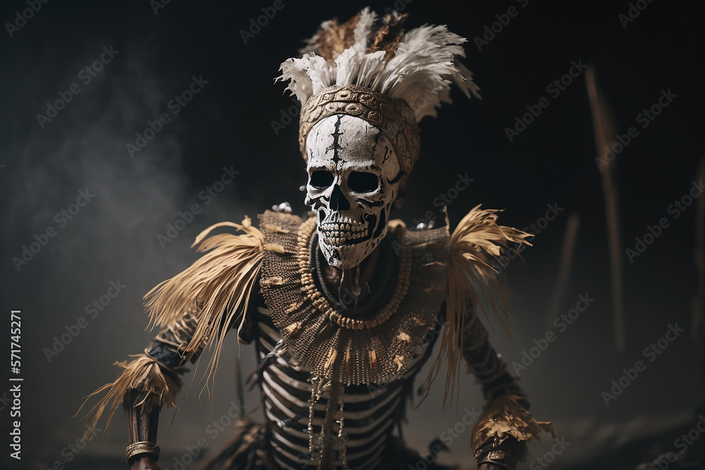 Portrait of Dancing Skeleton man from Simbu tribe in Papua New Guinea ...