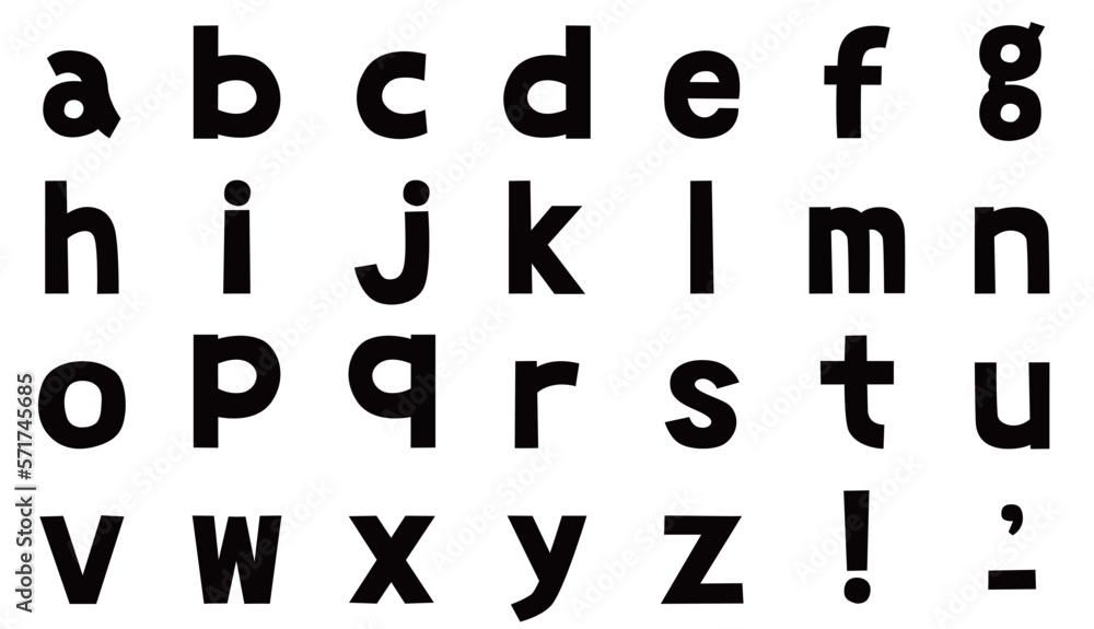 アルファベット小文字のゆるいフォントのセット Векторный объект Stock | Adobe Stock