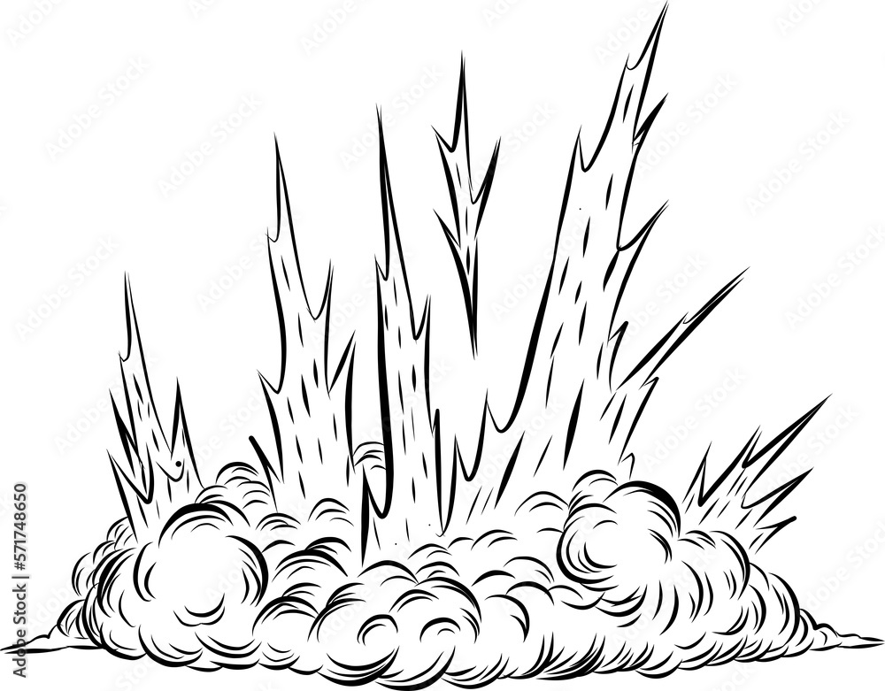 Bomb explosion mushroom cloud by hand drawing.Bomb cloud vector on ...