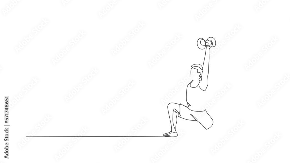 Video Stock Animation of one line drawing man working out doing low ...