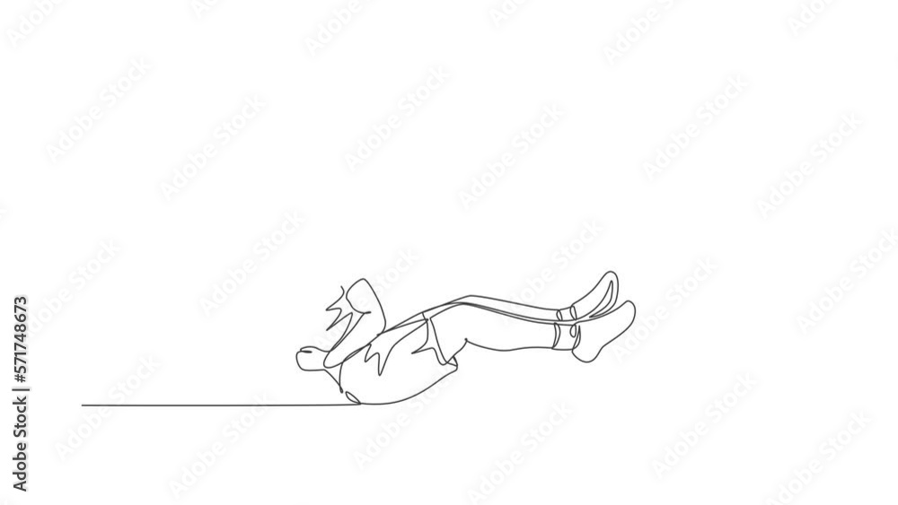 Animated self drawing of single continuous line drawing of young happy ...