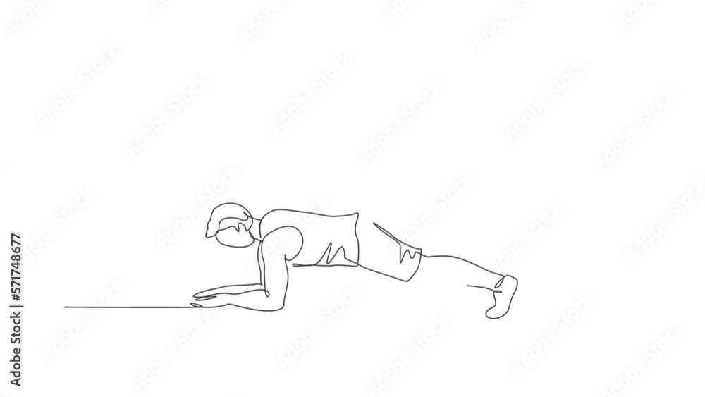 Vidéo Stock Animation of one line drawing of energetic man working out ...