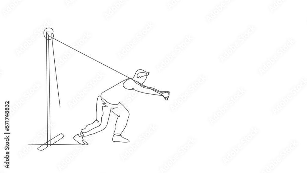 Animated self drawing of one continuous line draw young sporty man ...