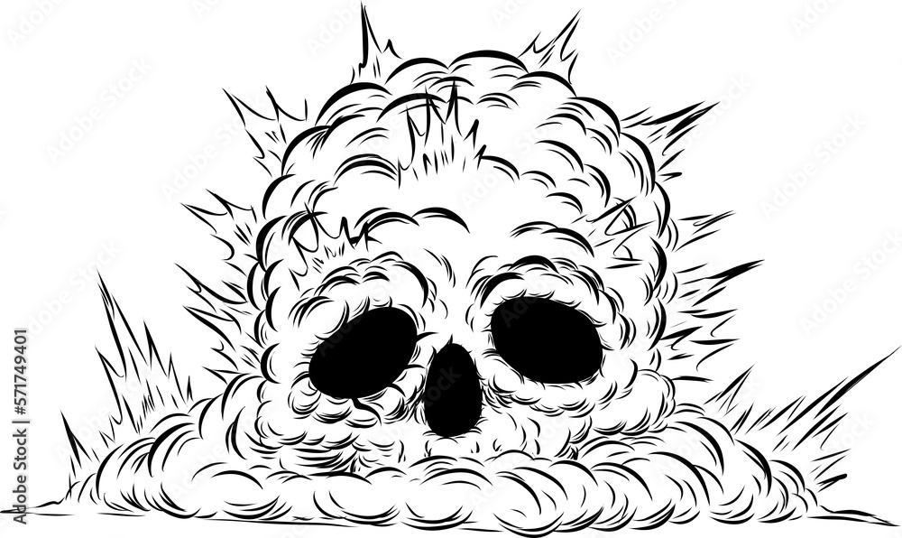 Bomb explosion mushroom cloud by hand drawing.Bomb cloud vector on ...