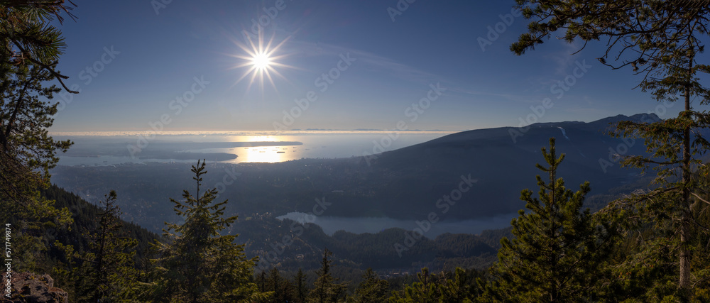 Ocean view and view of Vancouver from the top of the Grouse Mountain ...