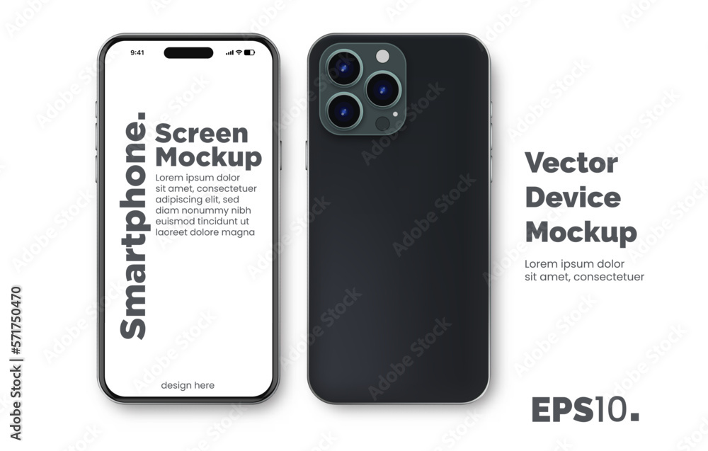 Realistic 3D high quality smartphone mockup. realistic front and back ...