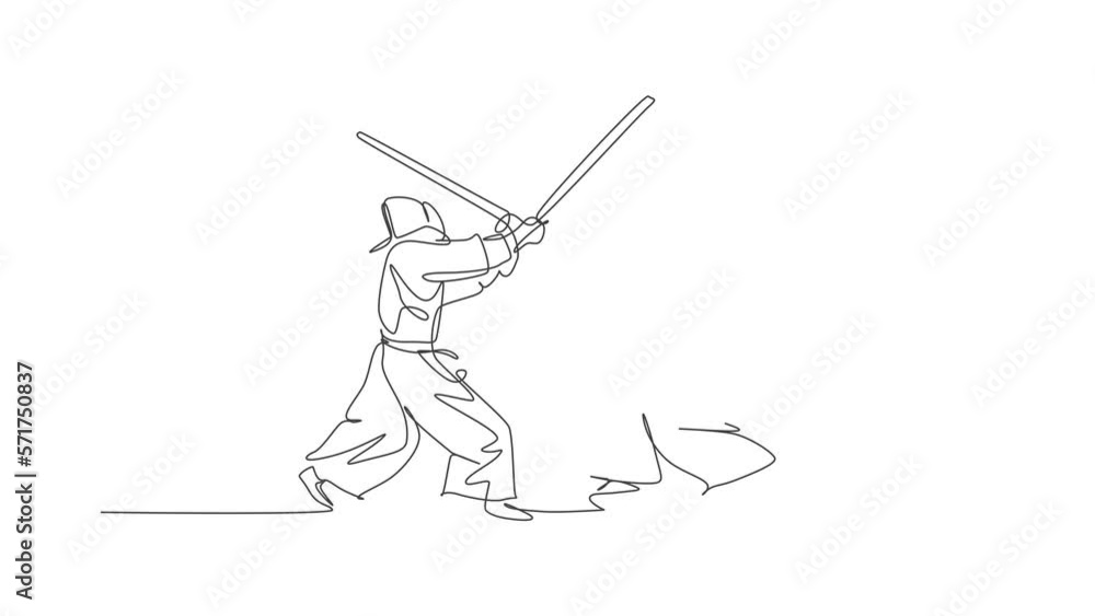 Animated self drawing of one continuous line draw two young sporty men ...