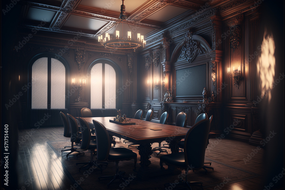 Meeting room haunted concept. Generative AI Stock Illustration | Adobe ...