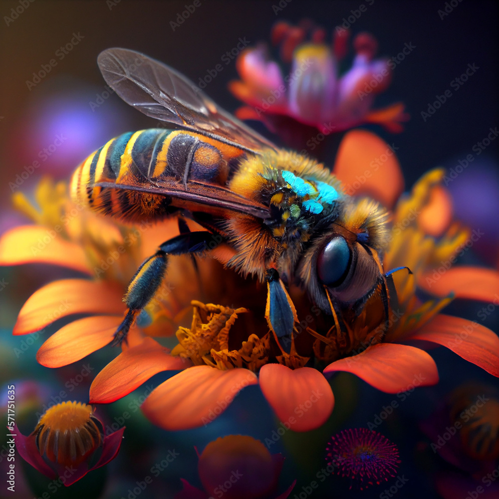 Honey bee, insect bee, animal bee, bee collect nectar and honey ...