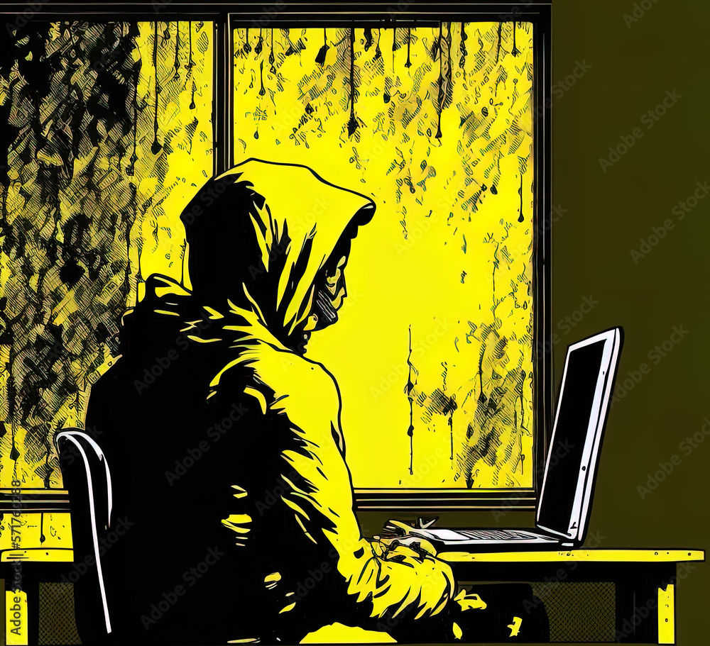 Lonely in Yellow: A Minimalist Cartoon Illustrating the Isolation and ...