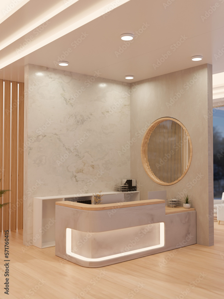 Interior design of a beautiful elegance reception area with luxury ...