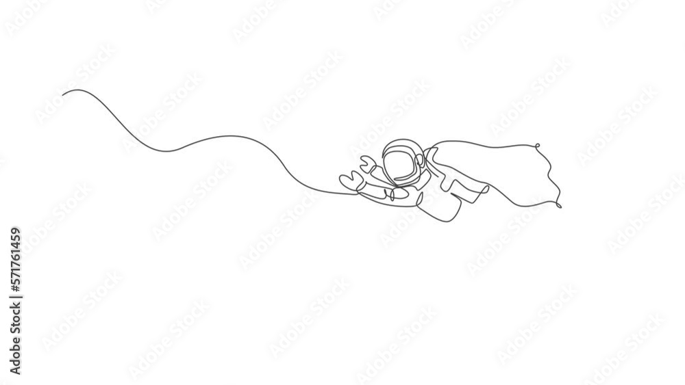 Animated self drawing of single continuous line drawing floating ...