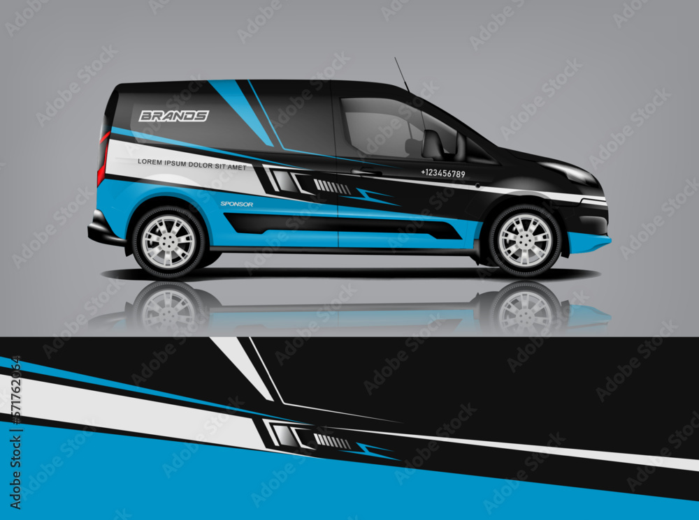 Car decal design vector. Graphic abstract stripe racing background kit ...