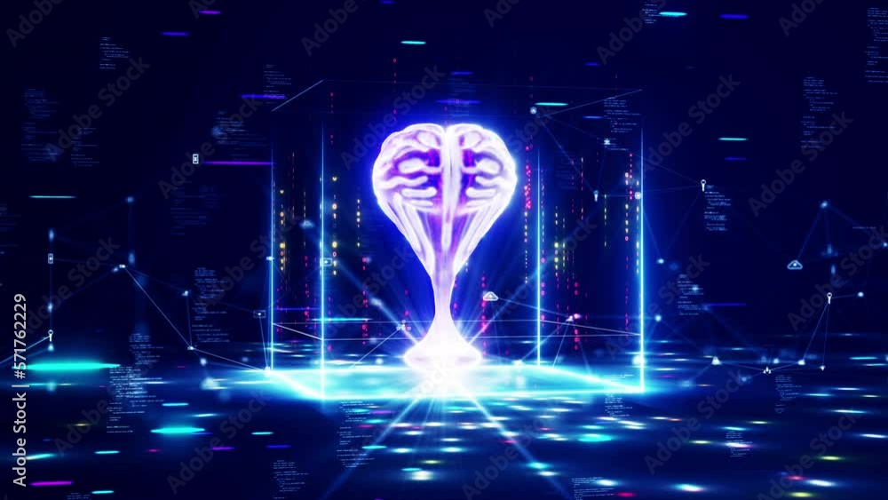 Smart brain concept or artificial intelligence(AI). abstract processing ...