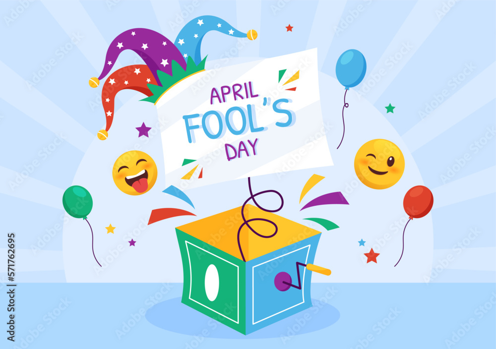 Happy April Fools' Day Celebration Illustration wearing a Jester Hat ...