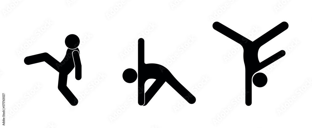 aerobics icon, people doing gymnastics, stick figure human poses Stock ...