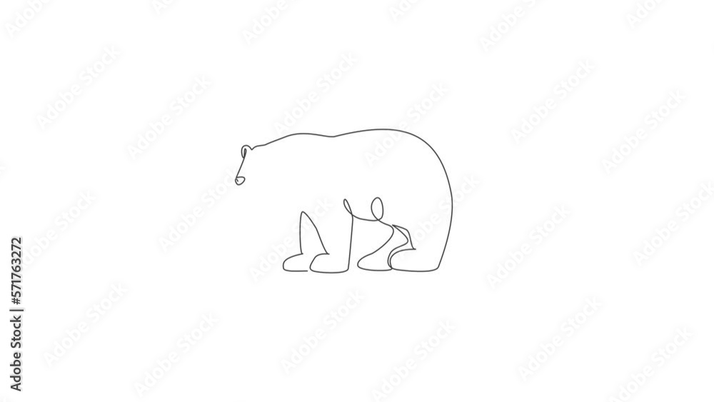 Animated self drawing of single continuous line draw giant grizzly bear ...