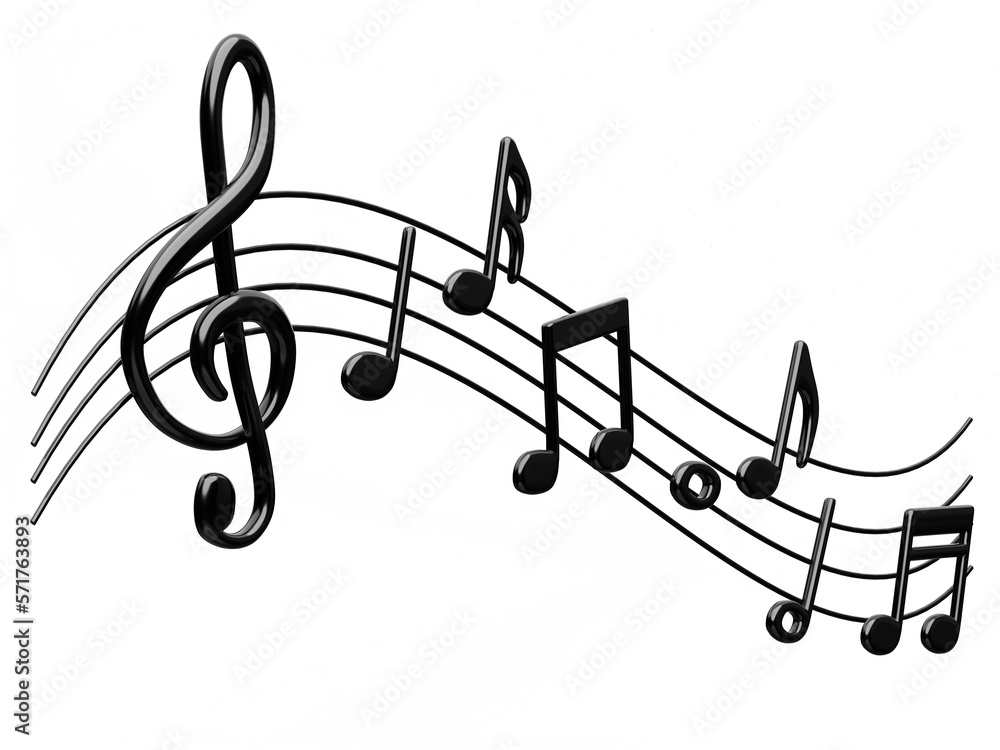 Glossy black music notes on transparent background 3D render ...