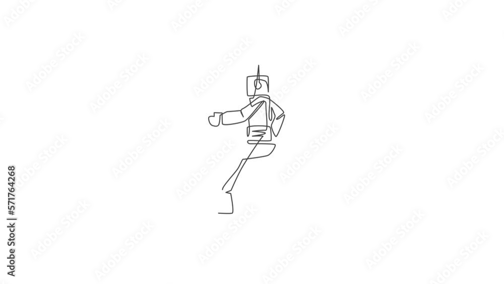 Animated self drawing of one continuous line draw smart robot ...