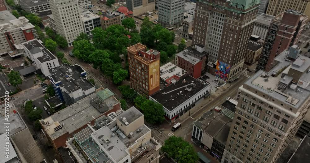 Memphis Tennessee Aerial v49 cinematic birds eye view drone fly around ...