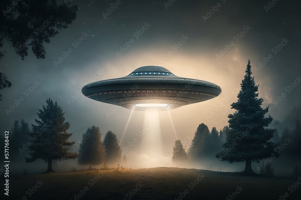UFO in the sky, unidentified flying object, generative AI ...