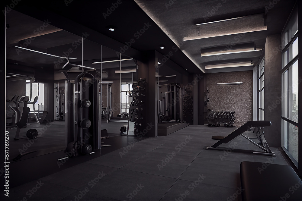 Luxury sports club interior ideal for fitness backgrounds, generative ...