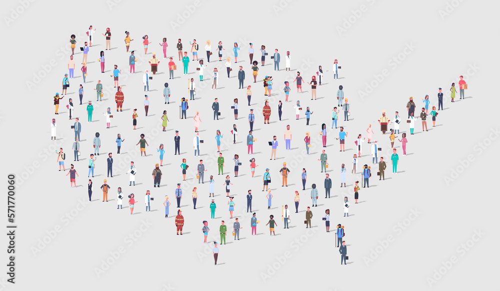 US Population Creative Concept on United States Map. Large Crowd of ...