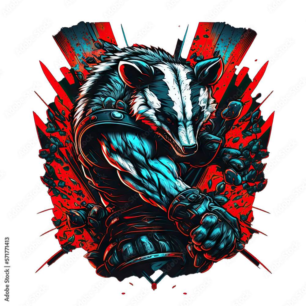 ภาพประกอบสต็อก Epic, Unique, and Artistic Badger Animal Moscot Sports ...