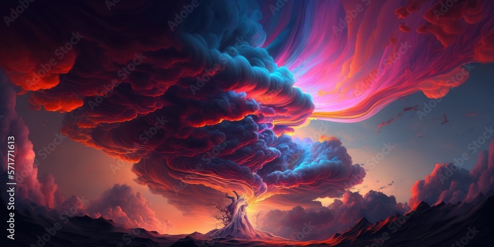 Intense apocalyptic clouds from chemical burning toxic materials ...