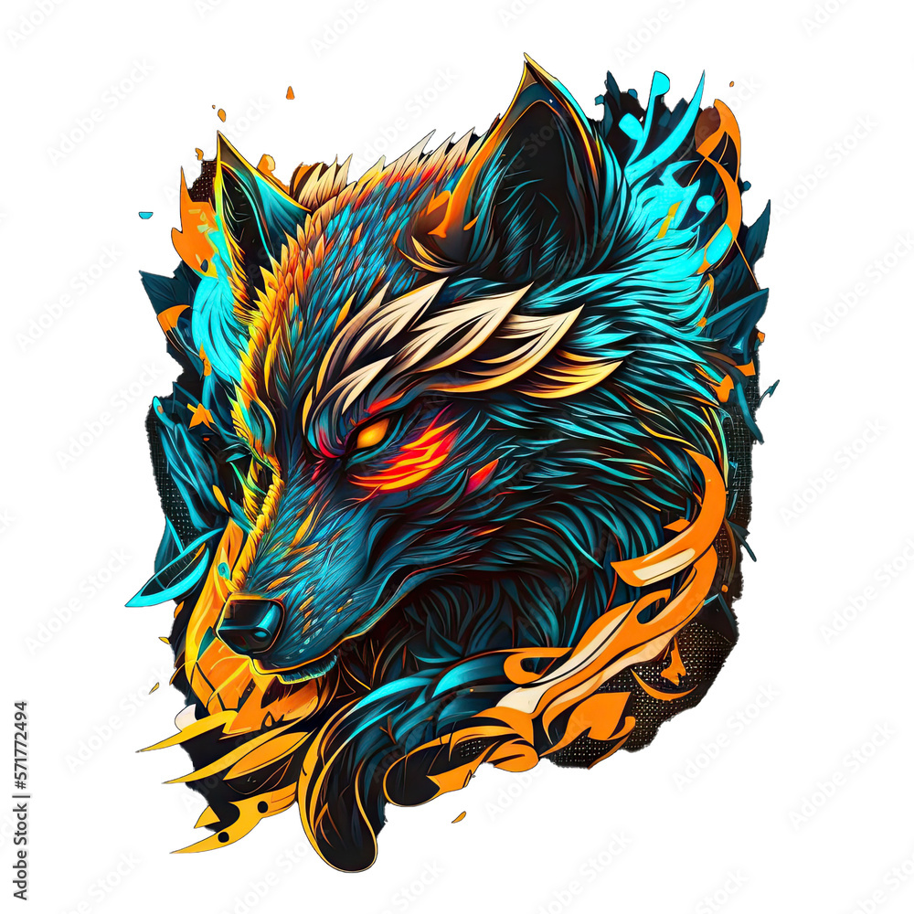 Epic, Unique, and Artistic Wolf Animal Moscot Sports Team Logo T-Shirt ...