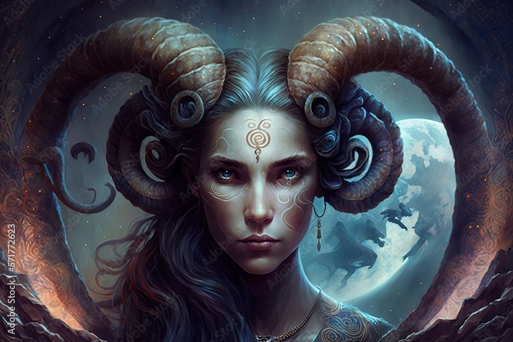 Backdrop of sacred zodiac Aries symbols, astrology, alchemy, magic ...