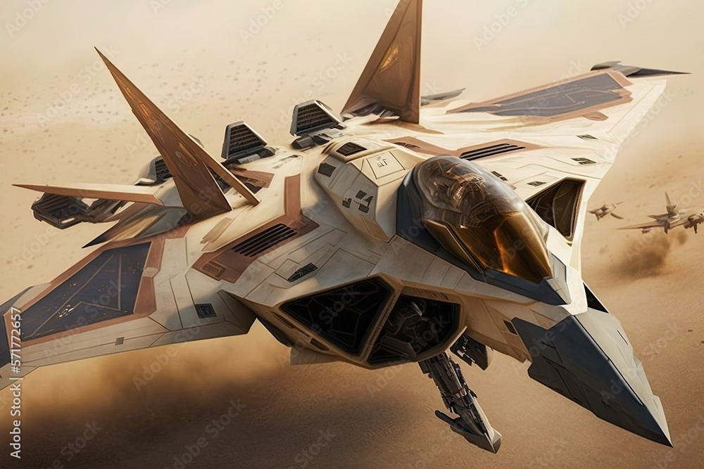 F-22 Raptor in flight with vapor clouds. Illustration of Fighter Jet ...