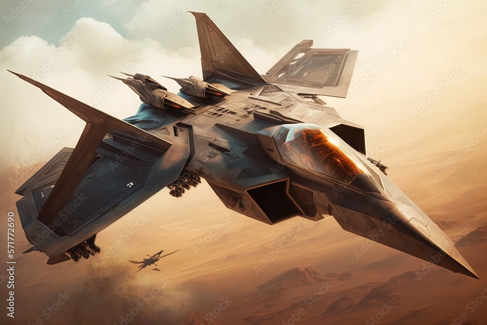 F-22 Raptor in flight with vapor clouds. Illustration of Fighter Jet ...