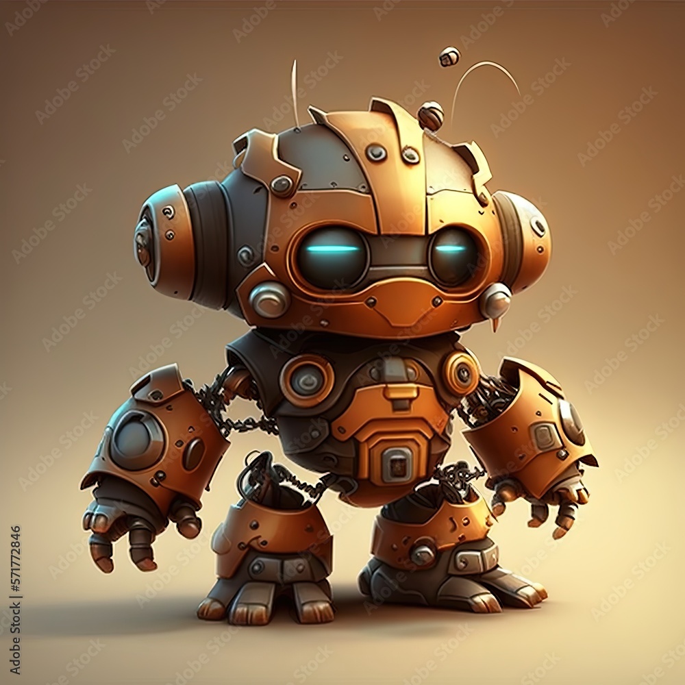 Generative AI Cute white smiling robotic teen – mini unit robot toy ...